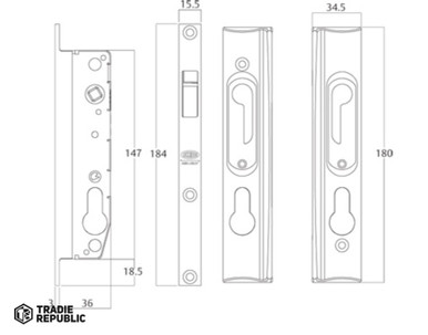 Lockwood Sliding Door Lock SSD Lockset NO CYL - Tradie Republic
