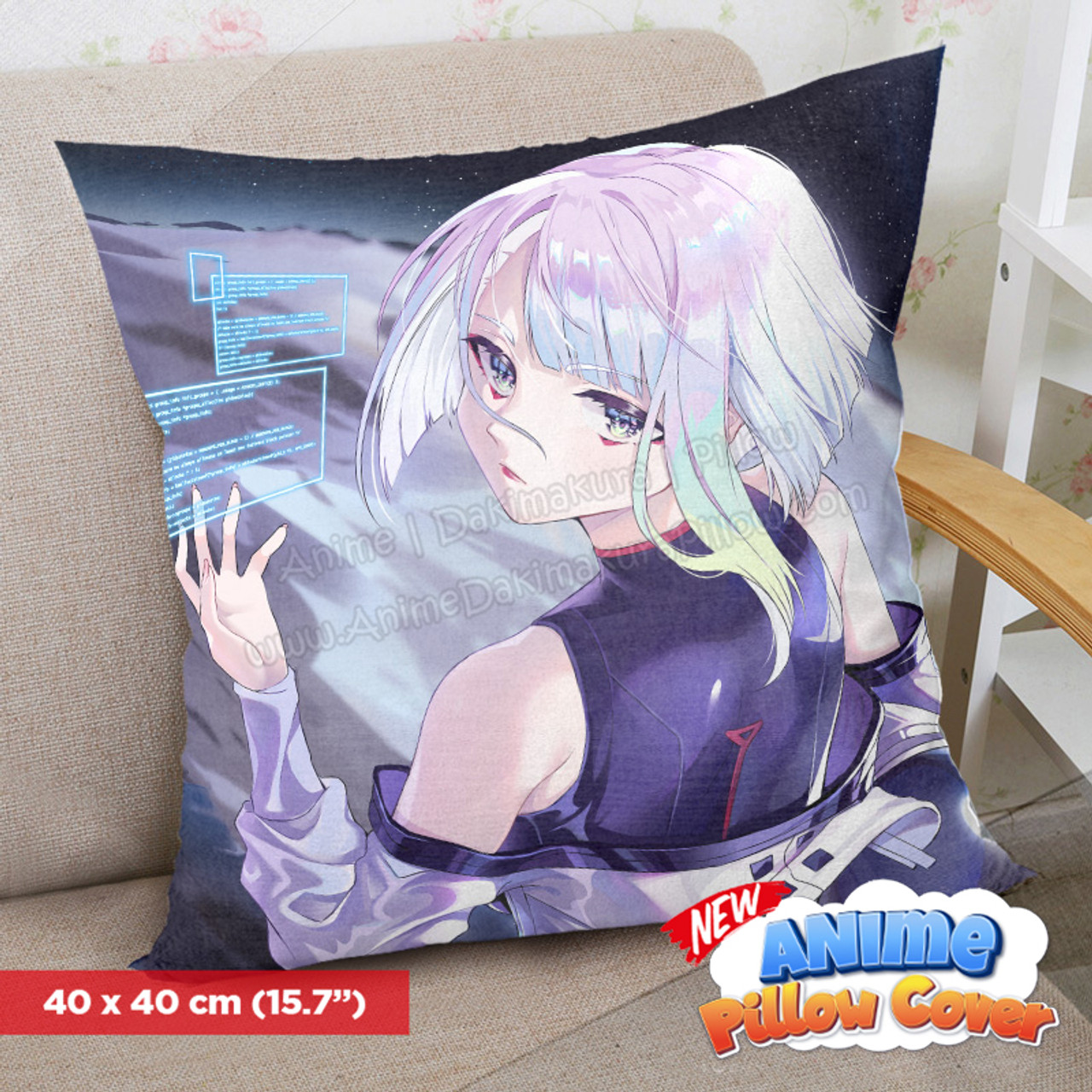 New Cyberpunk Edgerunners 40x40cm Square Anime Dakimakura Throw Pillow