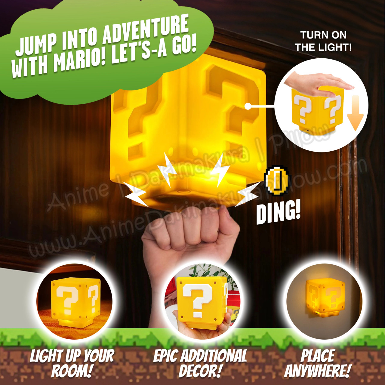 ADP Super Mario Bros. Inspired Light Lamp with Sounds, Enchanting Gifts ...