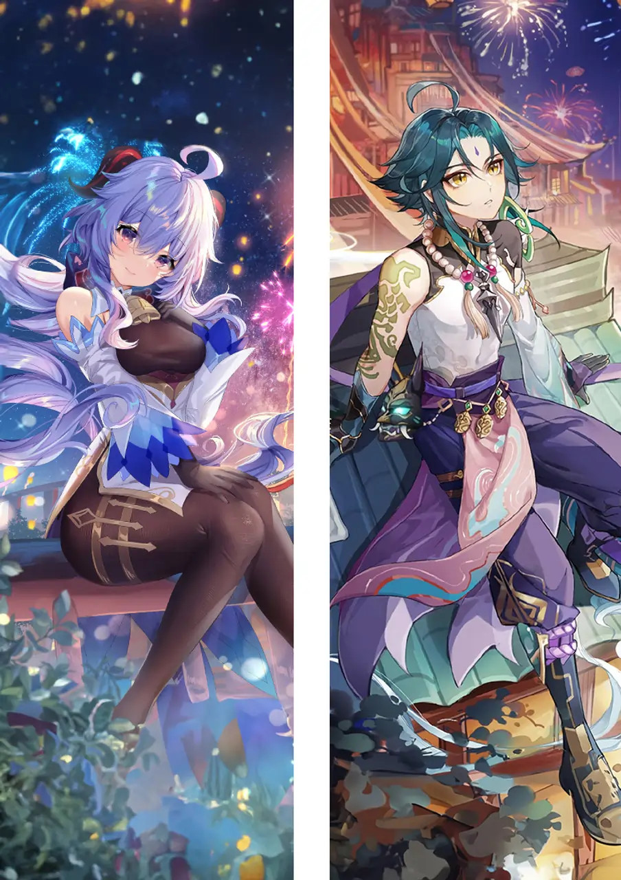 ADP Ganyu X Xiao - Genshin Impact Anime Dakimakura Japanese Pillow ...