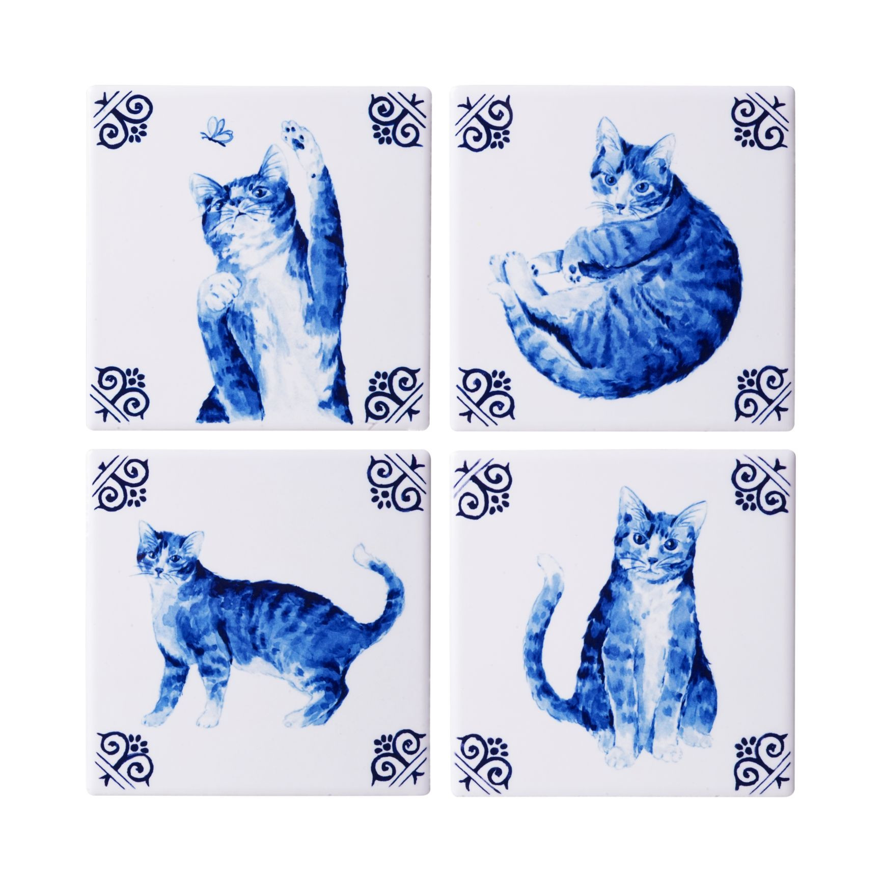 Coasters Darling Cat - Square - Ceramic - Set of 4