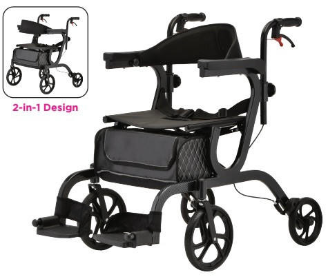 Nova Gemini Hybrid 2-In-1 Walker Rollator & Transport Chair | Mobility ...