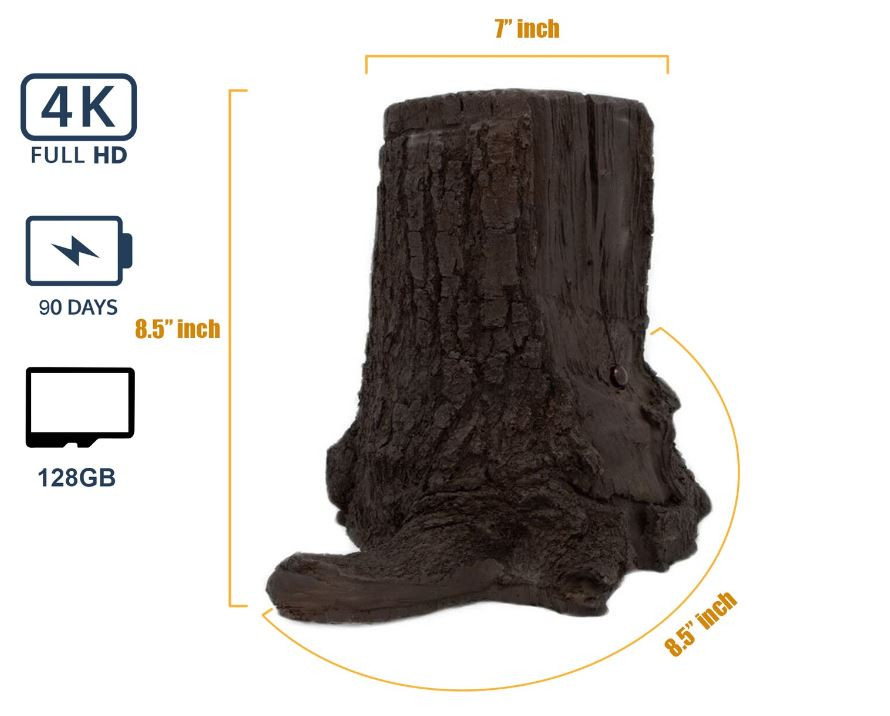 4K Tree Stump Hidden Camera - 4K Outdoor Security Camera