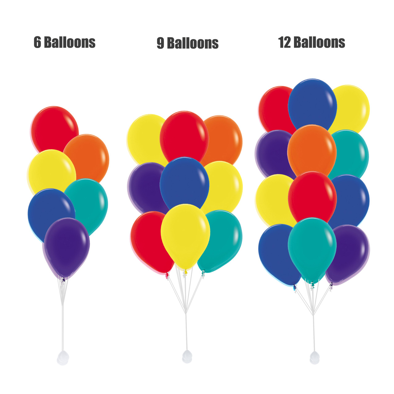 (Create Your Own Helium Balloon Cluster) 12" Plain Latex Balloons ...