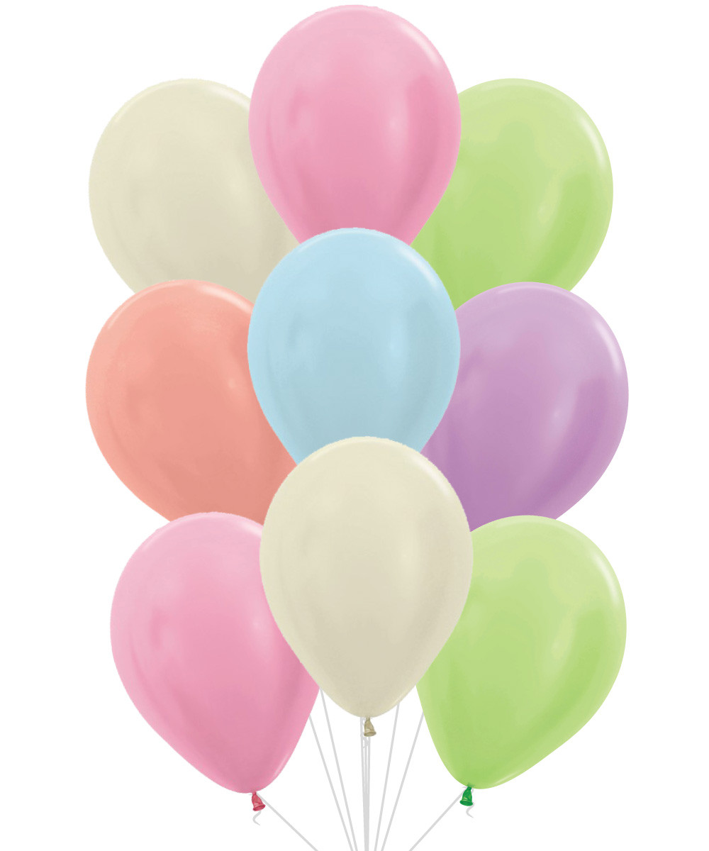 (Helium Balloon Cluster) 12" Rainbow Latex Balloons Cluster - Pastel ...