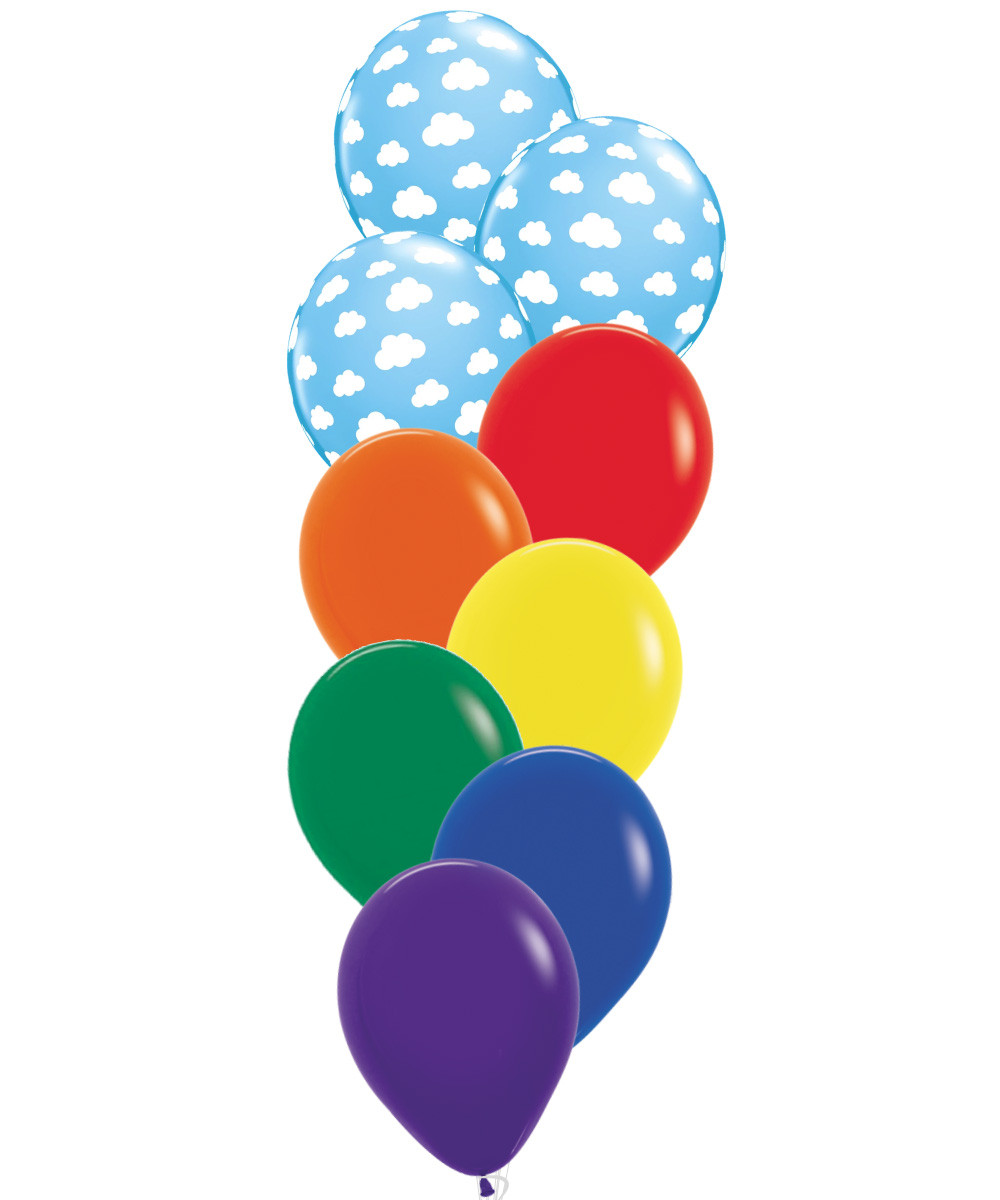 (Create Your Own Helium Balloon Cluster) 12" Rainbow Latex Balloon ...