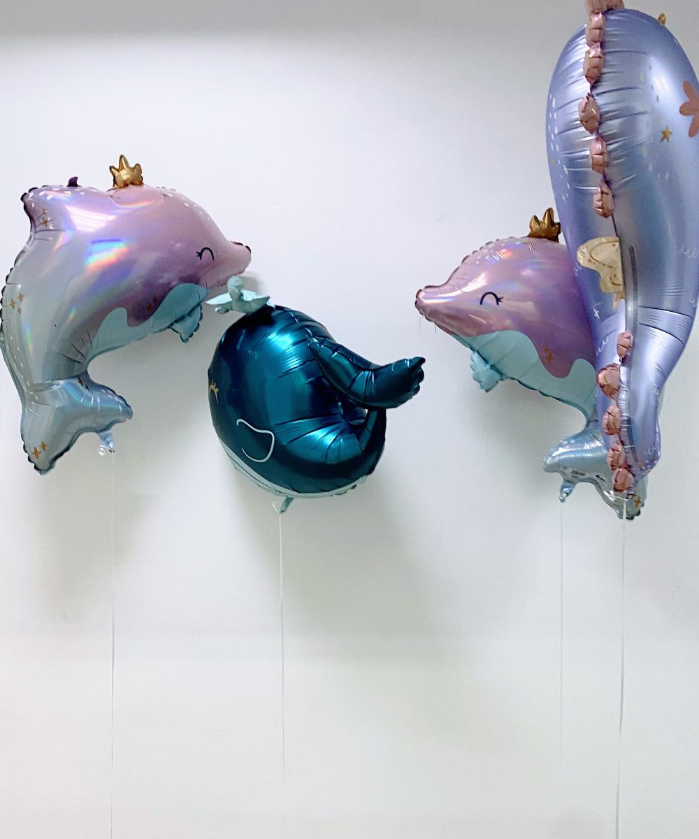 [Sea Creature] Glowy Dolphin Foil Balloon Helium Inflated