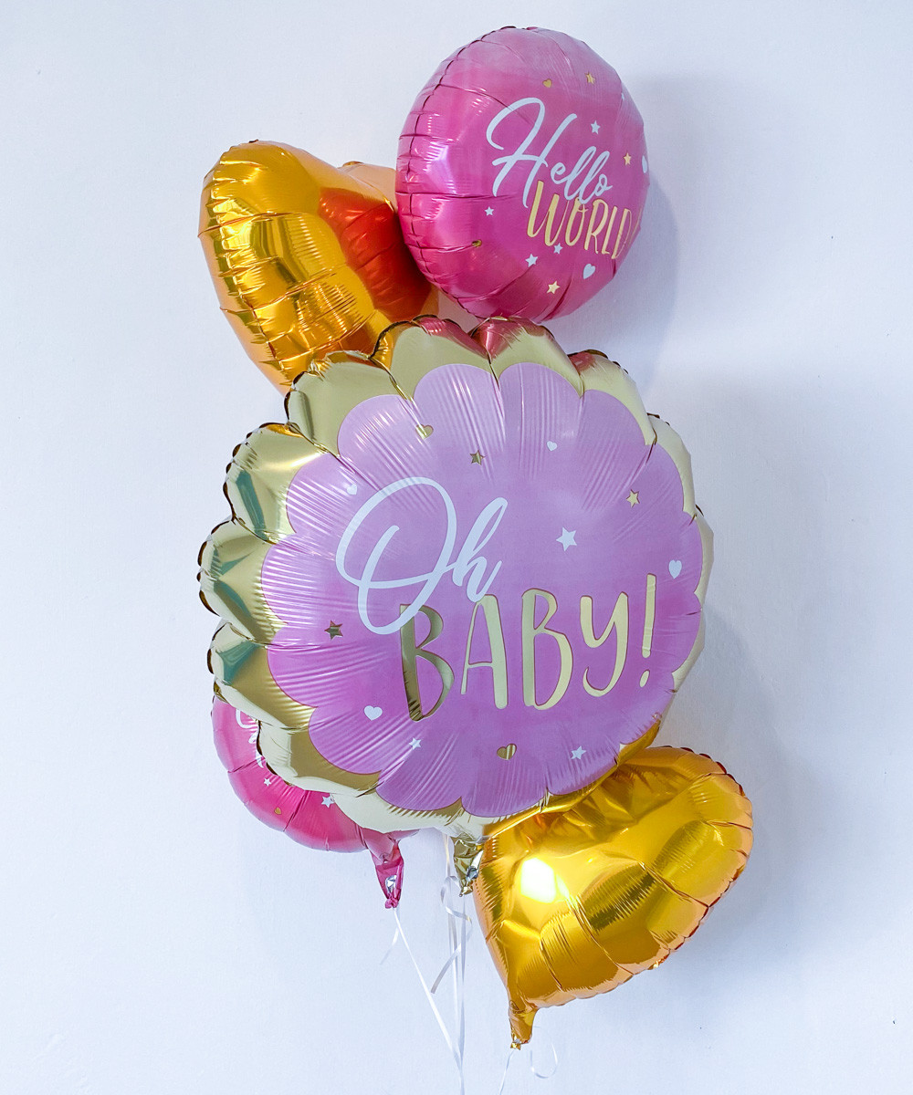 [Baby] Hello World Balloons Bouquet - Baby Girl - Give Fun