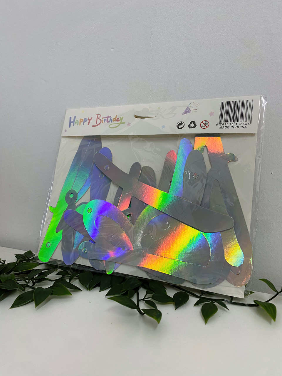 Reflective Mirror Happy Birthday Bunting (1 meter)