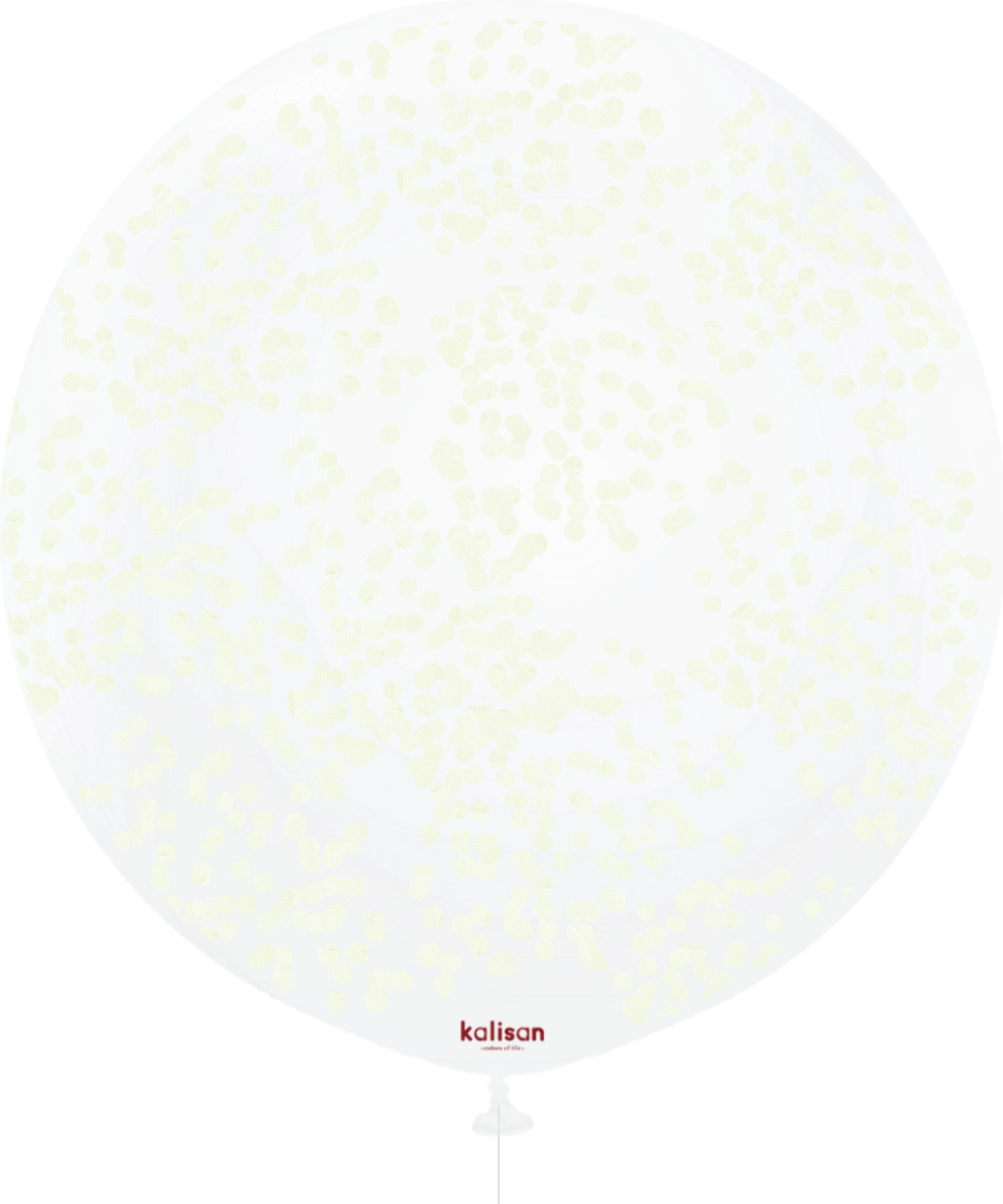 36'' Jumbo Perfectly Round Balloon - Round Confetti (1cm) Cream - Give Fun