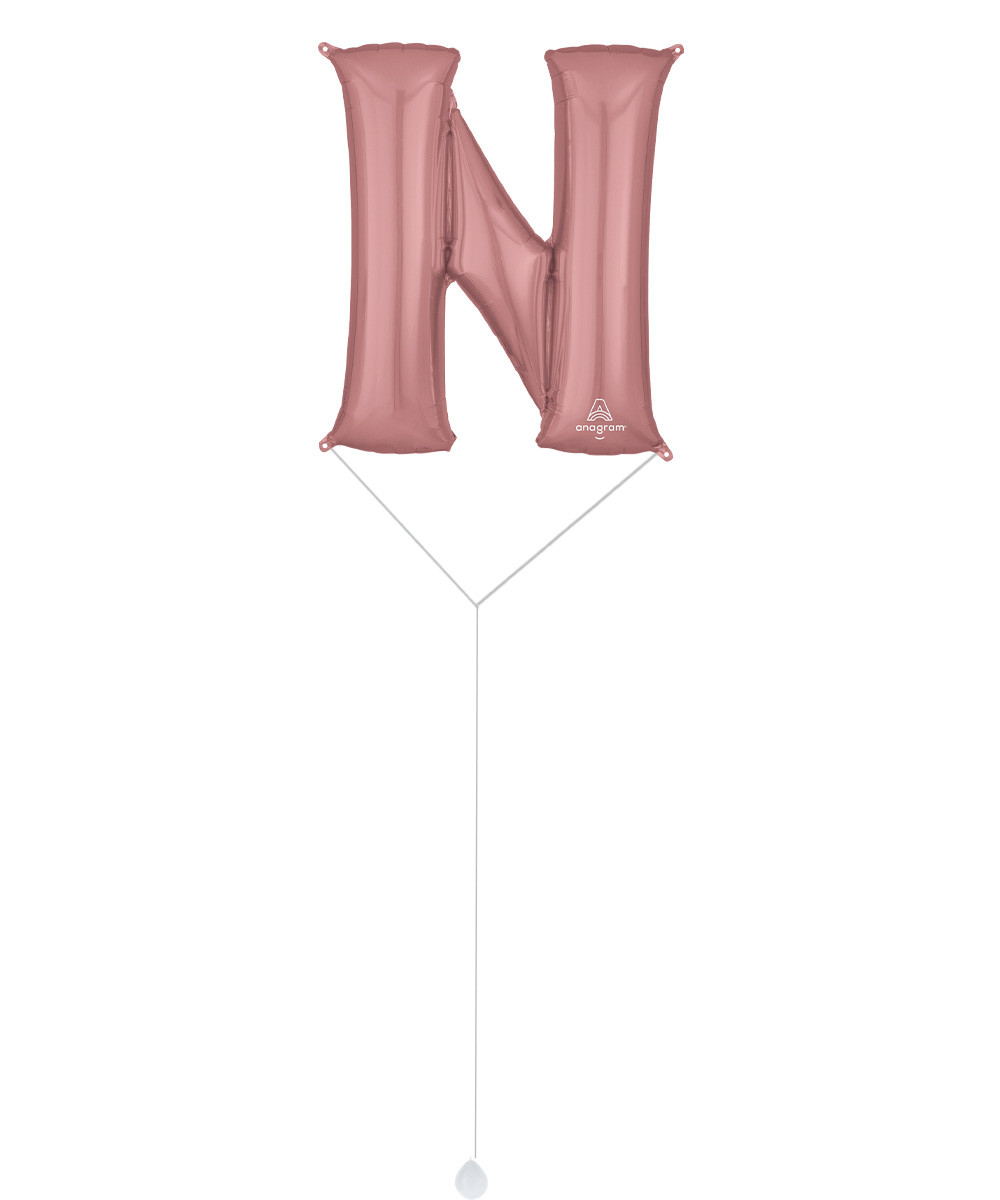 34" Giant Alphabet Foil Balloon (Rose Gold) - Letter 'N' - Give Fun