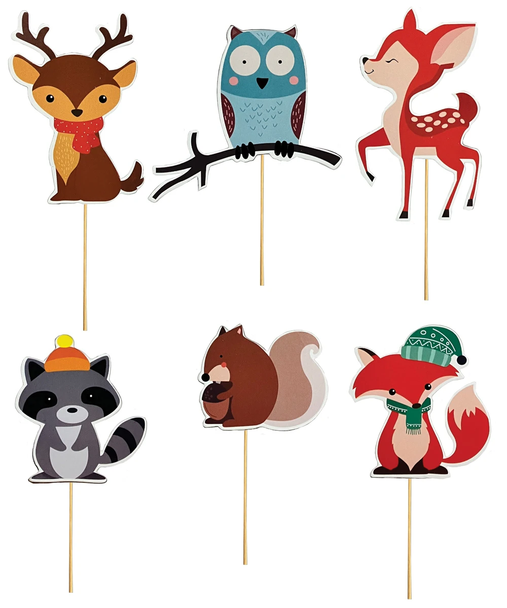 Woodland Animals Cake/Cupcake Toppers (6pcs)