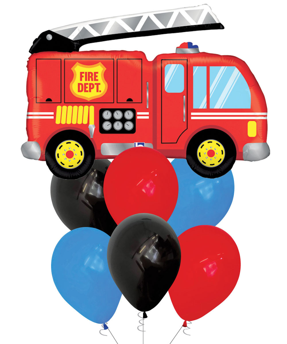 [Transportation] Fire Engine Truck Balloons Bouquet - Give Fun