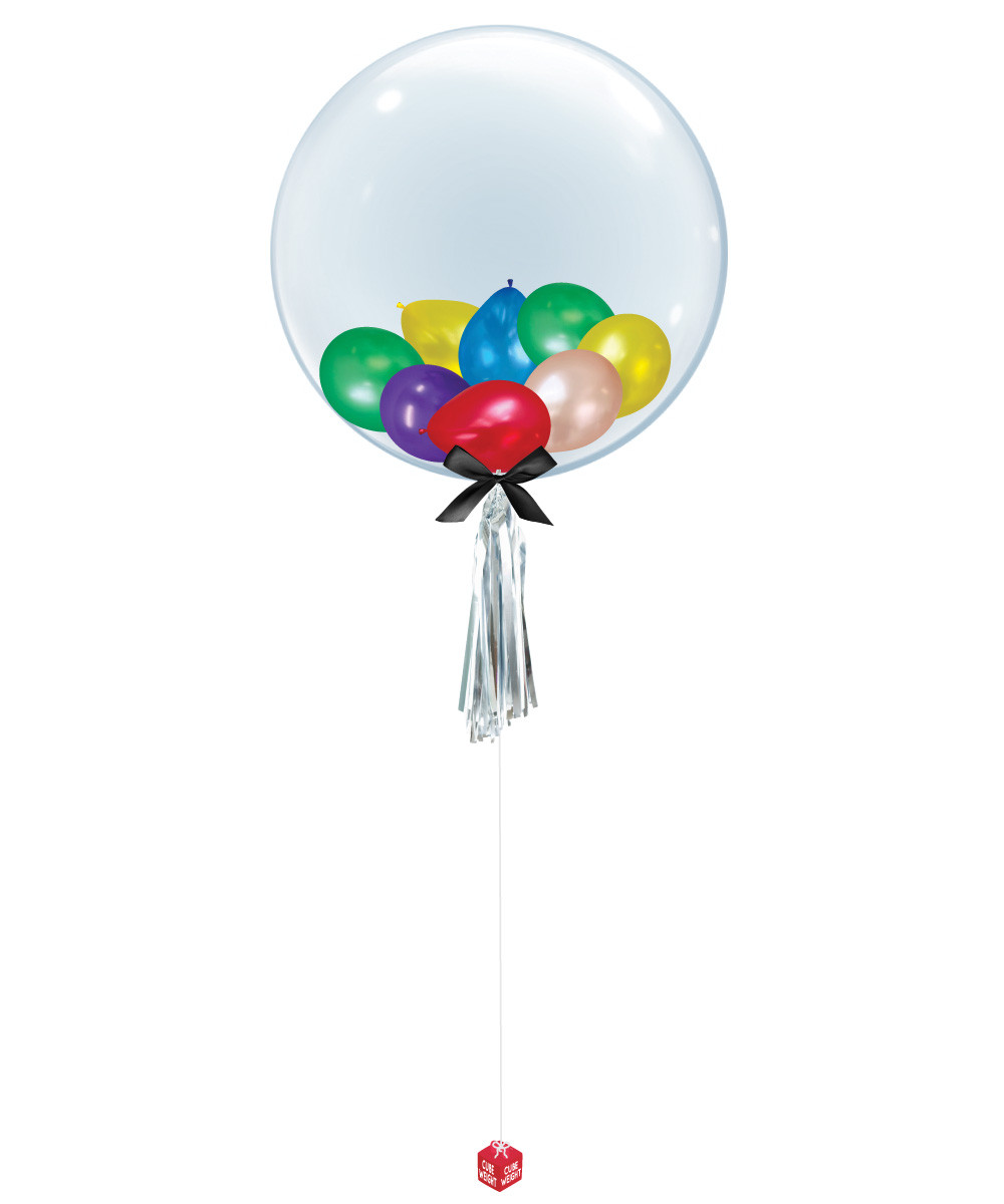 24" Crystal Clear Bubble Balloon - Mini Metallic Balloons Filled ...