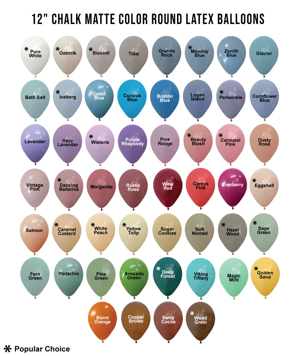 (C114) 12" Chalk Matte Color Round Latex Balloon - Logan Island - Give Fun