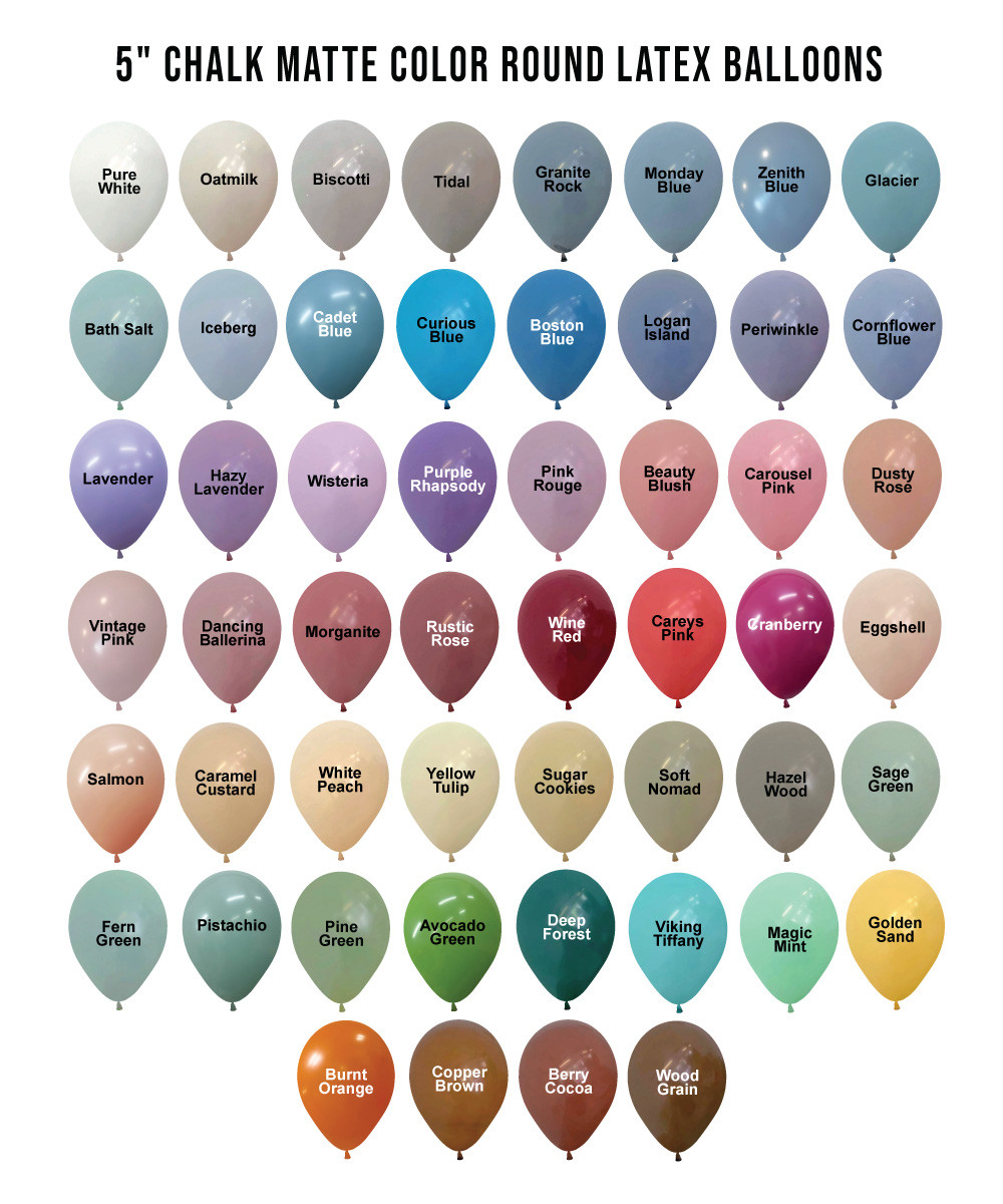 (C104) 5" Chalk Matte Color Round Latex Balloon - Tidal - Give Fun