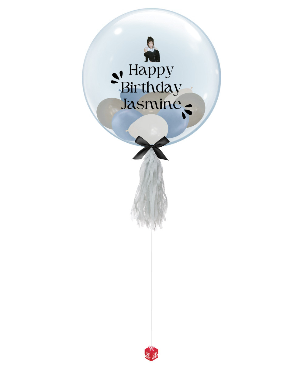 24" Personalised Crystal Clear Bubble Balloon - Mini Balloons Filled ...