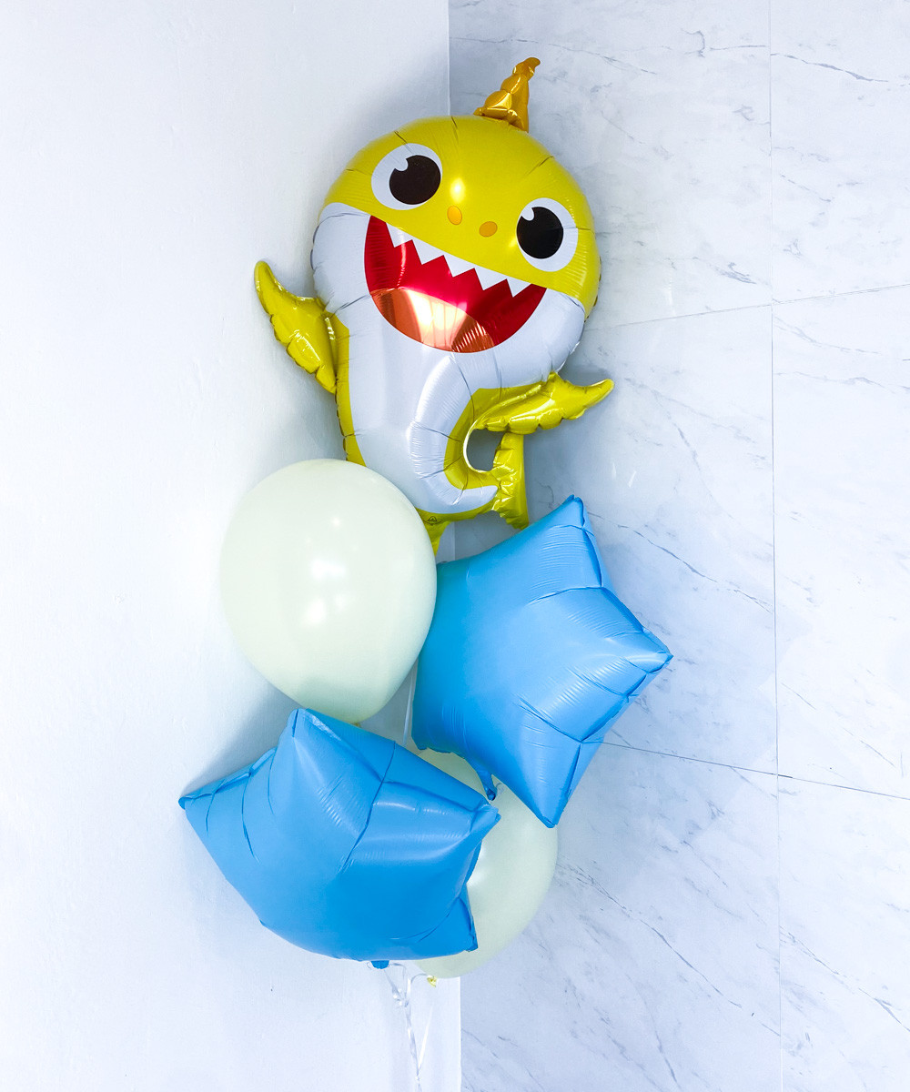 [Pinkfong] Baby Shark Macaron Matte Blue Star Balloons Bouquet