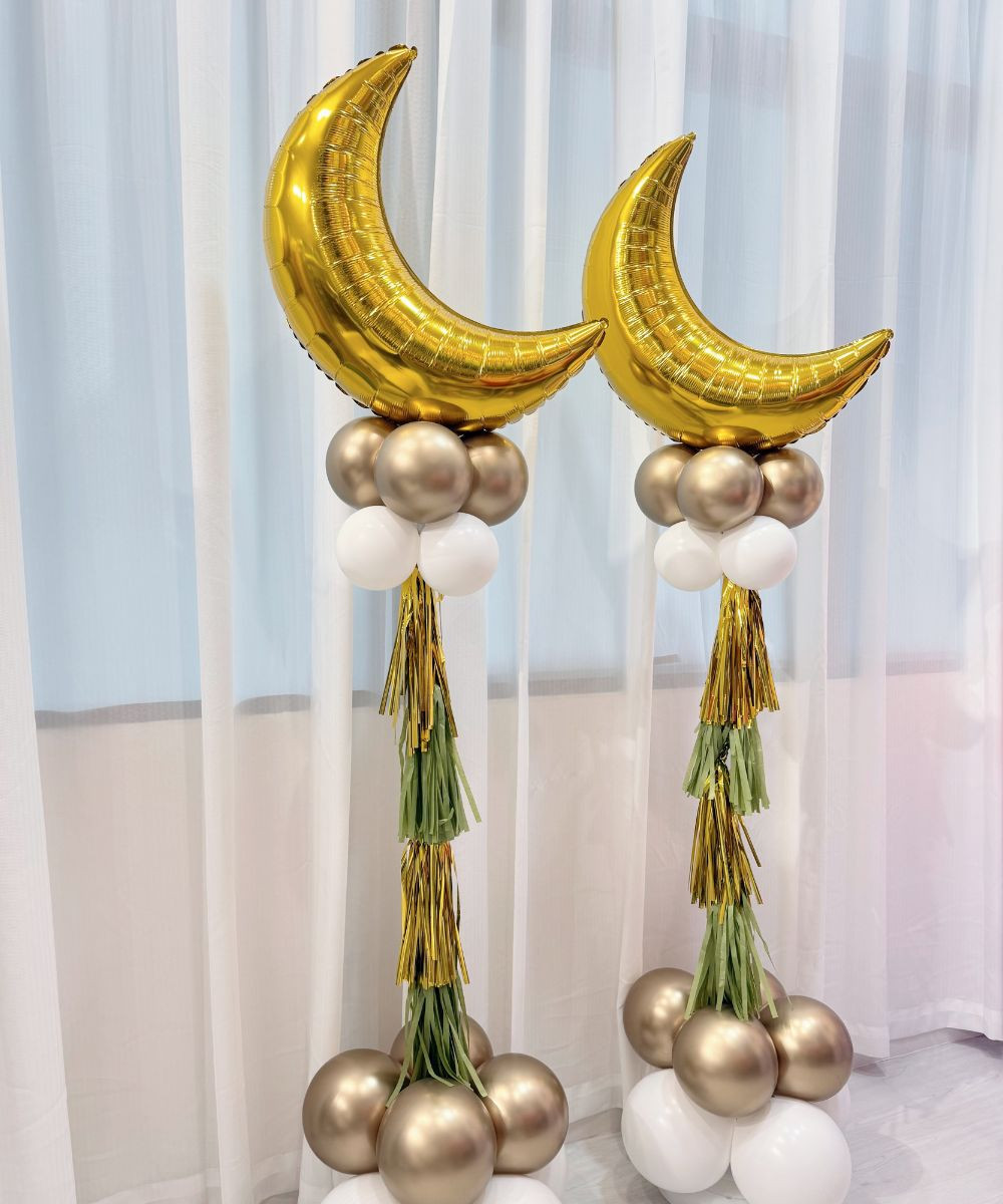 [Sinar Raya] Hari Raya Themed Balloon Tower (2m) - Crescent Moon