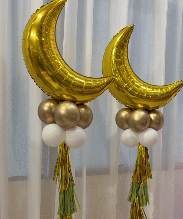 [Sinar Raya] Hari Raya Themed Balloon Tower (2m) - Crescent Moon