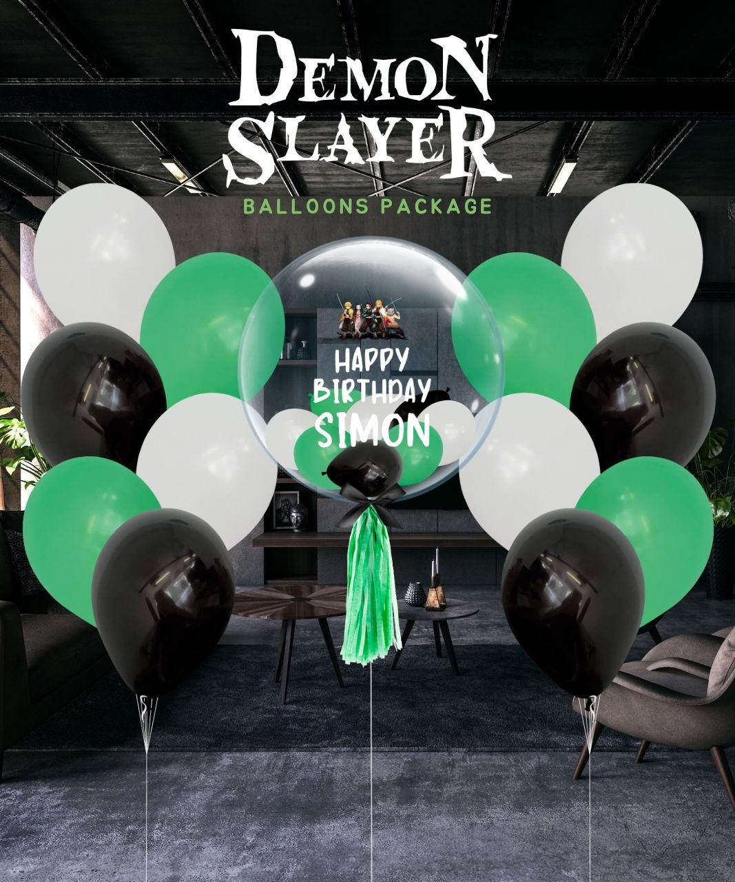 [Birthday] Demon Slayer Personalised Bubble Balloons Package