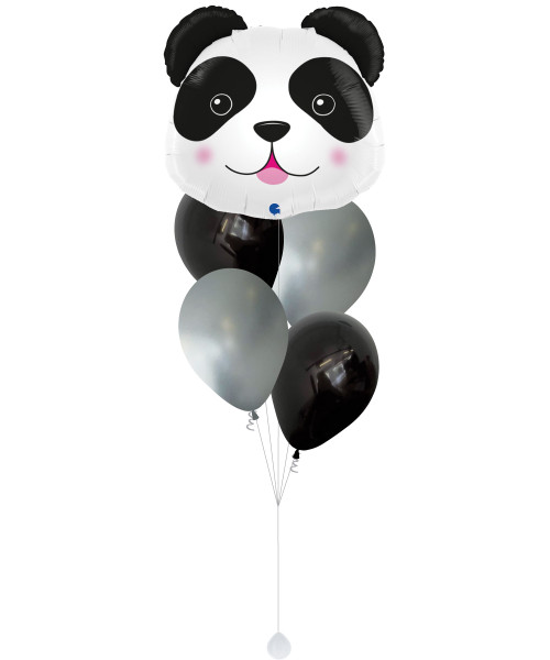[Panda] Panda Head Reflex Silver Balloons Bouquet