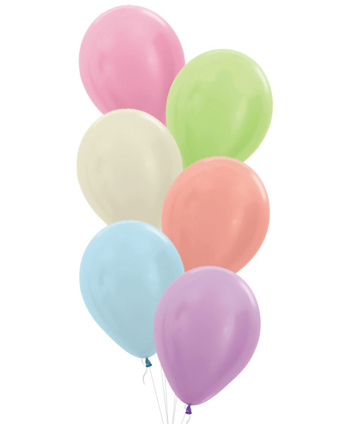 (Helium Balloon Cluster) 12" Rainbow Latex Balloons Cluster - Pastel ...