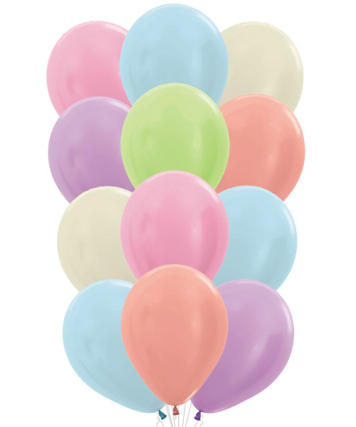 (Helium Balloon Cluster) 12" Rainbow Latex Balloons Cluster - Pastel ...