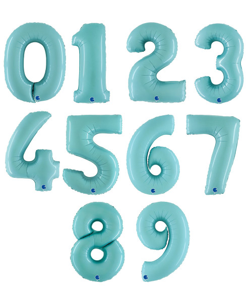 40" Giant Number (Pastel Blue) Balloons Cluster - Celebrate in Numerals ...