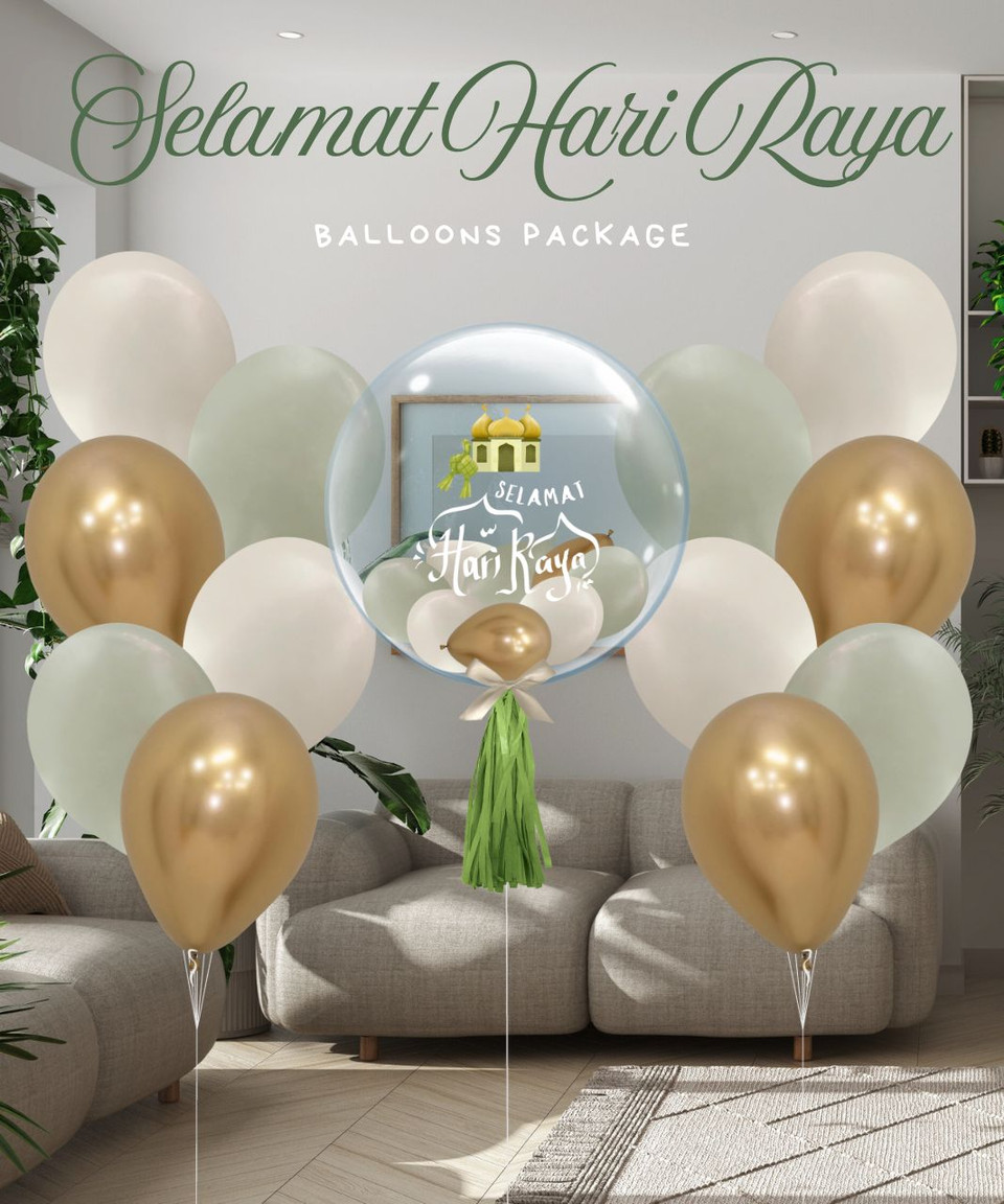[Sinar Raya] 12" Tier Latex Balloons Cluster - Selamat Hari Raya | Give ...