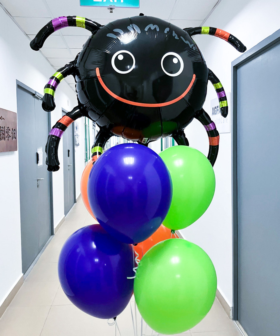 [Frightfully Fun Halloween] Smiley Spider Balloons Bouquet - Give Fun