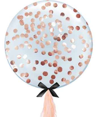 24" Crystal Clear Bubble Balloon - Round Confetti (2.5cm) Filled (20 ...