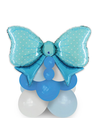 Fiocco Celeste Blue Ribbon Bow Balloons Stand - Give Fun