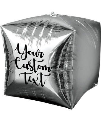 15"/38cm Personalised Cubez Cube Shaped Balloon - Silver