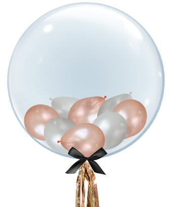 24" Crystal Clear Bubble Balloon - Mini Metallic Balloons Filled (21 ...