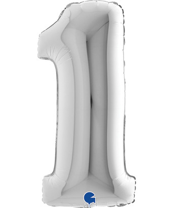 40" Giant Number Foil Balloon (Silver) - Number '1' - Give Fun