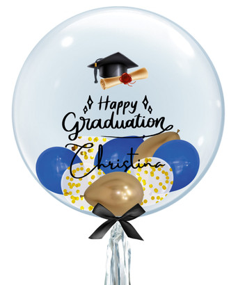 [Graduation] 24" Personalised Name Crystal Clear Bubble Balloon - Happy ...