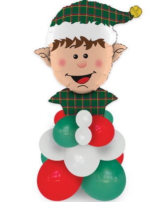 Merry Christmas Tartan Elf Head Balloons Stand | Give Fun Singapore