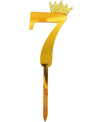 Gold Crown Number Acrylic Cake Topper - Number '7' - Give Fun
