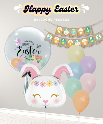 [Egg-citing Easter] Happy Easter Day (Personalised Text) Balloons Package