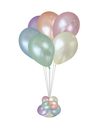 (Create Your Own Table Balloon Stand) 12" Metallic Latex Pastel Rainbow ...