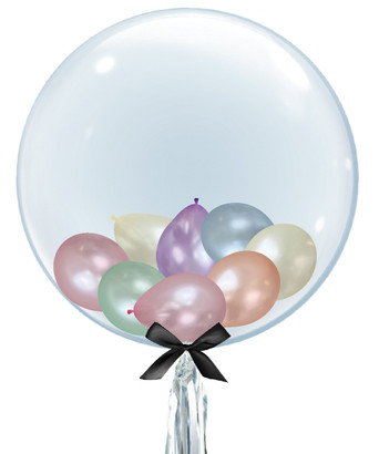 24" Crystal Clear Bubble Balloon - Mini Metallic Balloons Filled ...