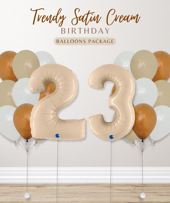 [Birthday] Trendy Satin Cream Birthday Balloons Package