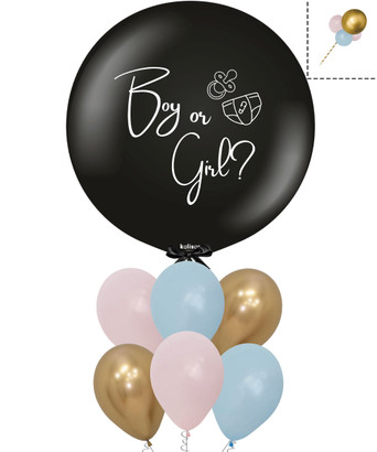 *MEMORABLE MESS* 36" Personalised Gender Reveal Black Helium Popping ...