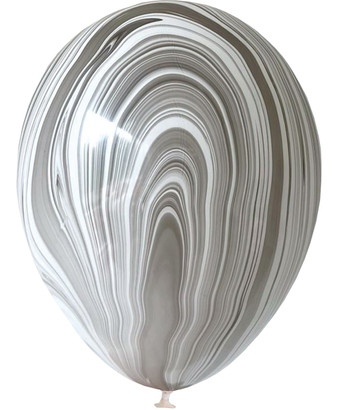 11" Marble Pattern Latex Balloon - Black & White Marble - Give Fun