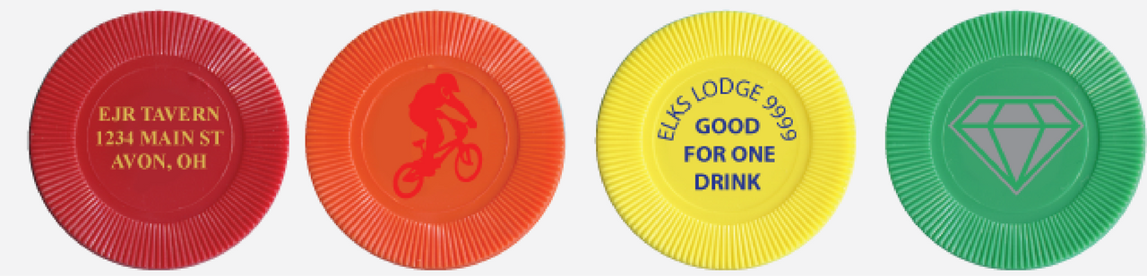 Radial Plastic Chip - 1 color imprint, 2 sides - Custom Plastic Tokens