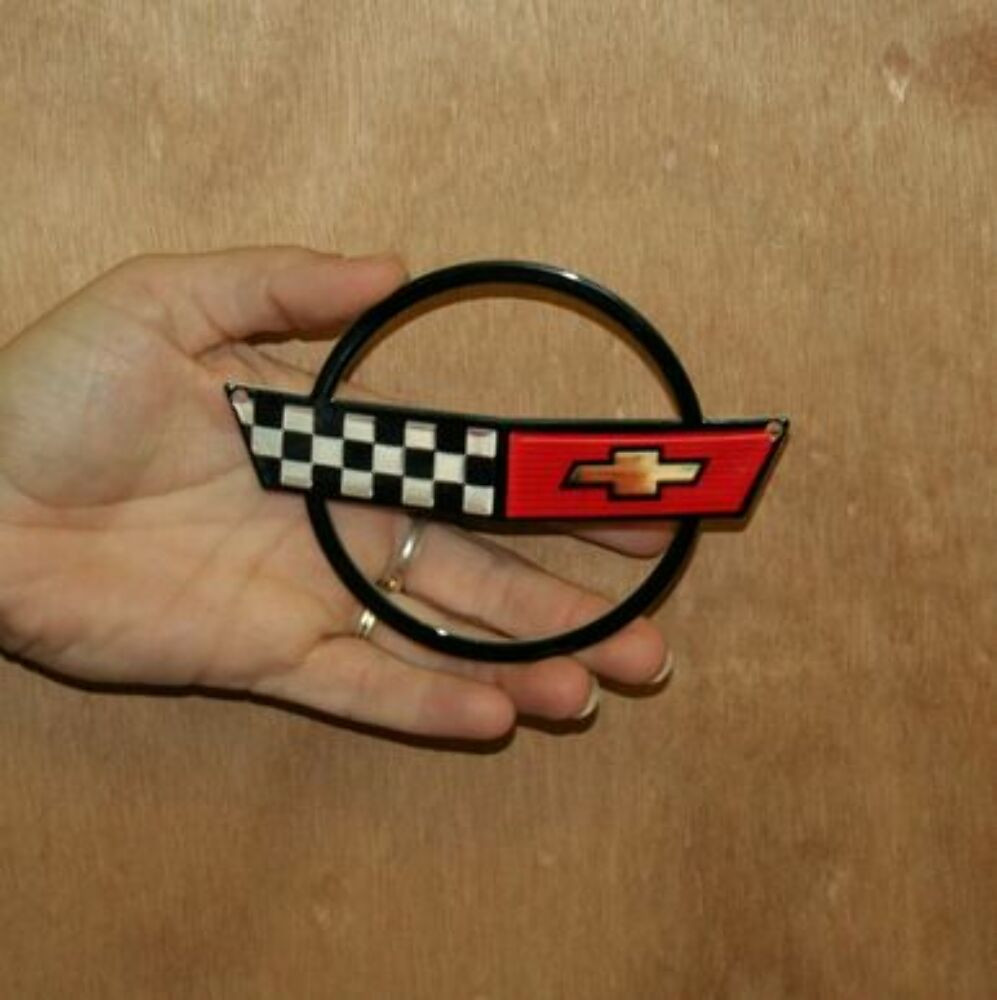 Corvette C4 Stingray Crossed Flag Wall Emblem / Metal Art Sign