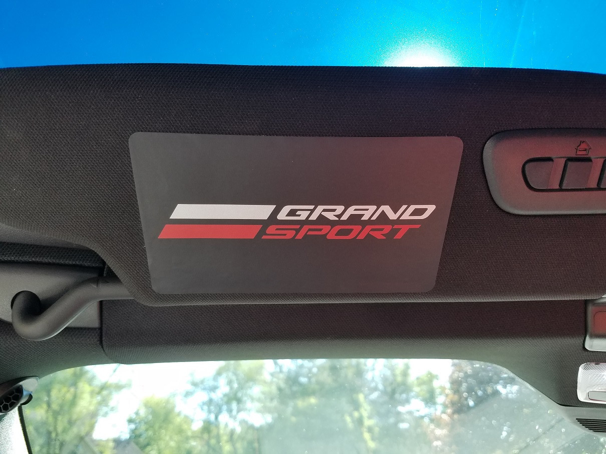 Corvette C7 Grand Sport Sun Visor Warning Label Blackouts