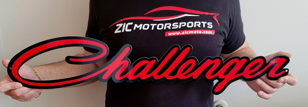 Dodge Challenger Script Steel Sign - Red - ZIC Motorsports