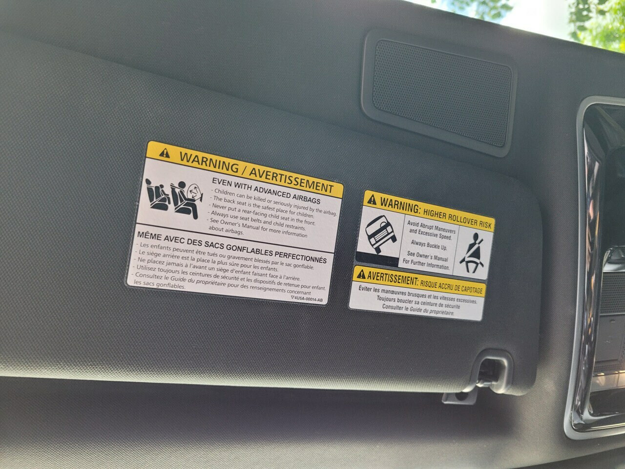 2015-2022 Range Rover Velar and Range Rover Sport Sun Visor Warning ...